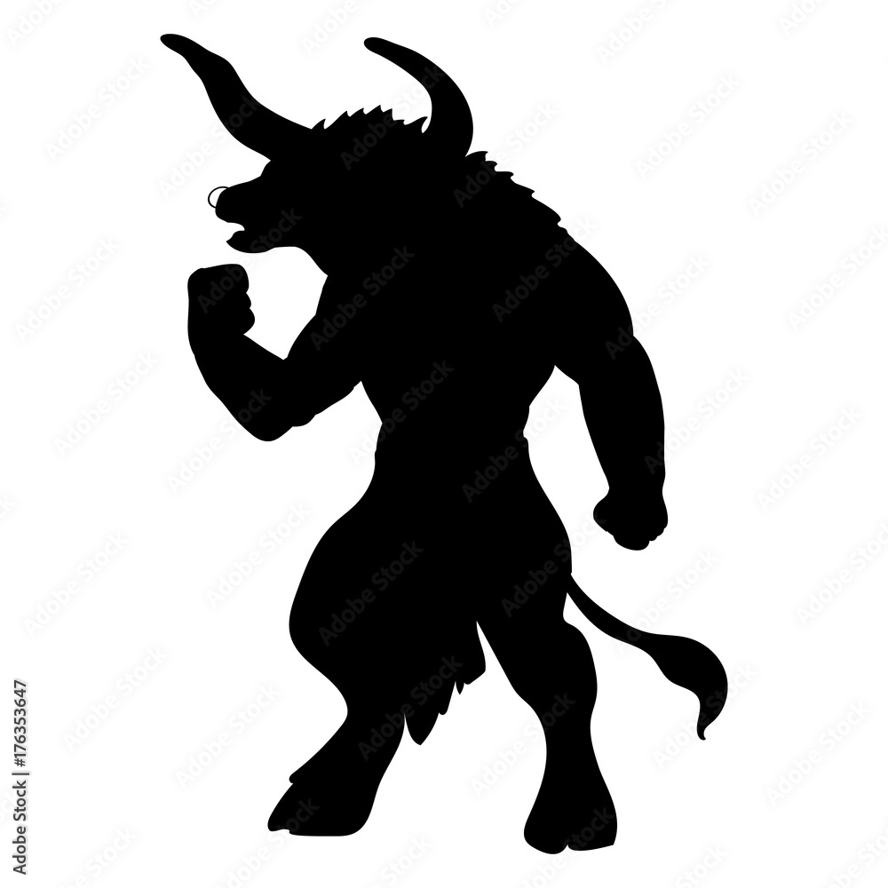 Vetor de Minotaur silhouette ancient mythology fantasy do Stock | Adobe ...