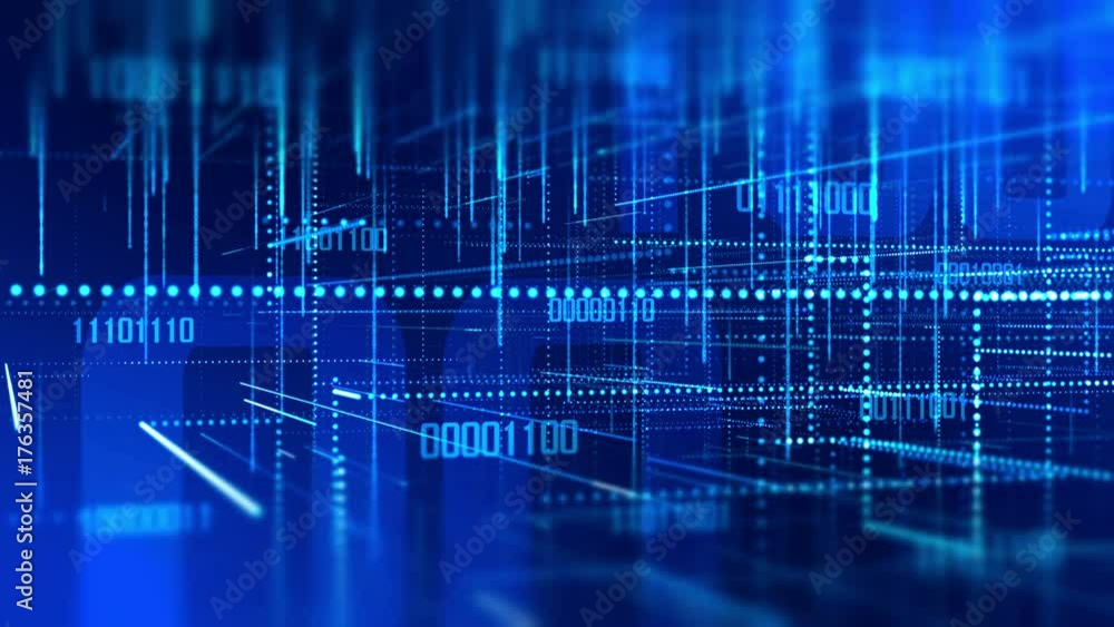 Computer Network Digital Data Transmitted Binary Digits. 4K UHD ...