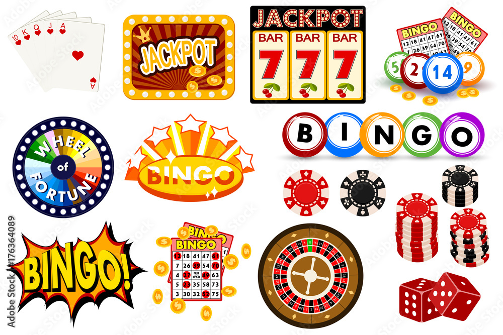 Casino gambling win luck fortune gamble play game objects risk chance ...