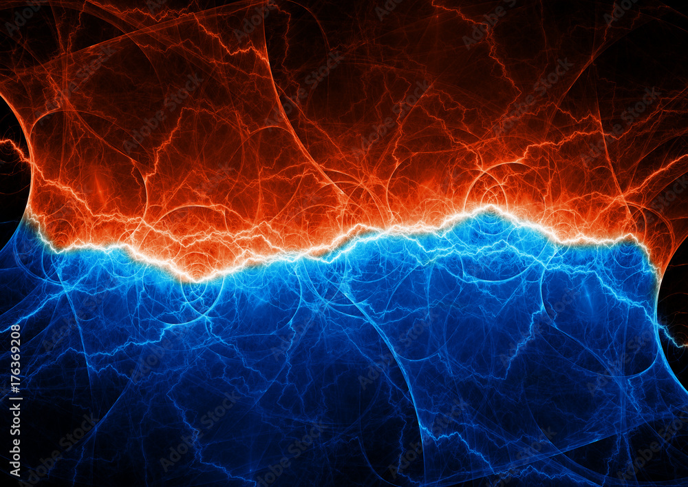Poster Fire and ice lightning design, plasma element – Tableau ...
