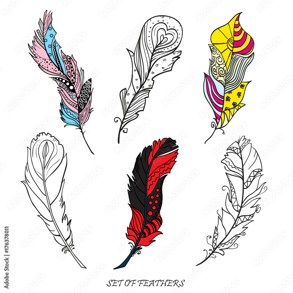 Abstract Feather Tattoos