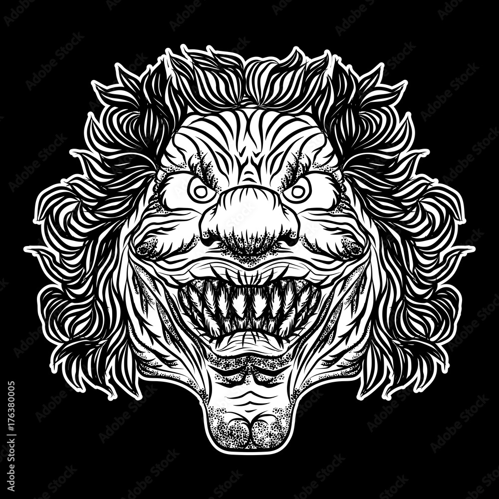 Vecteur Stock Devil clown head illustration. Nightmare inspired satanic ...
