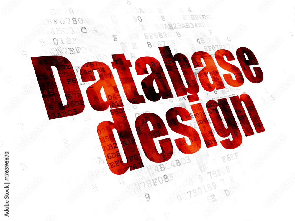 Programming concept: Database Design on Digital background Stock ...