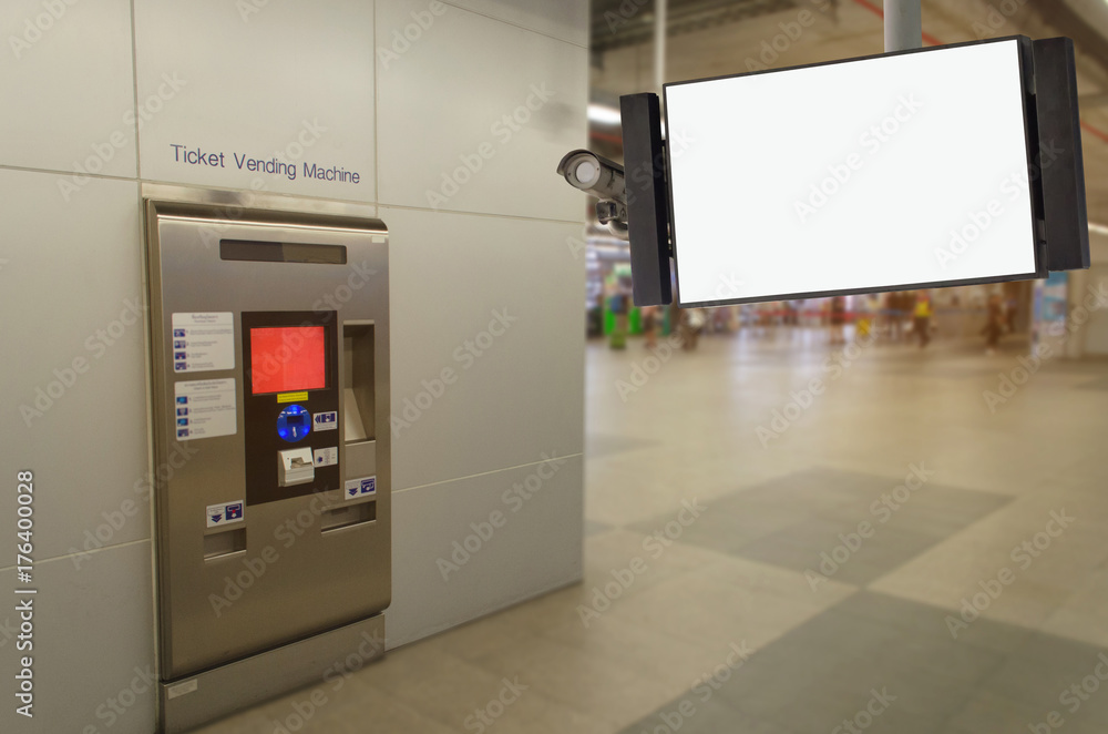 CCTV and LCD TV with white blank screen or billboard copy space for ...