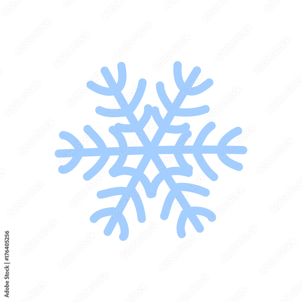 Snowflake icon. Blue silhouette snow flake sign, isolated on white ...