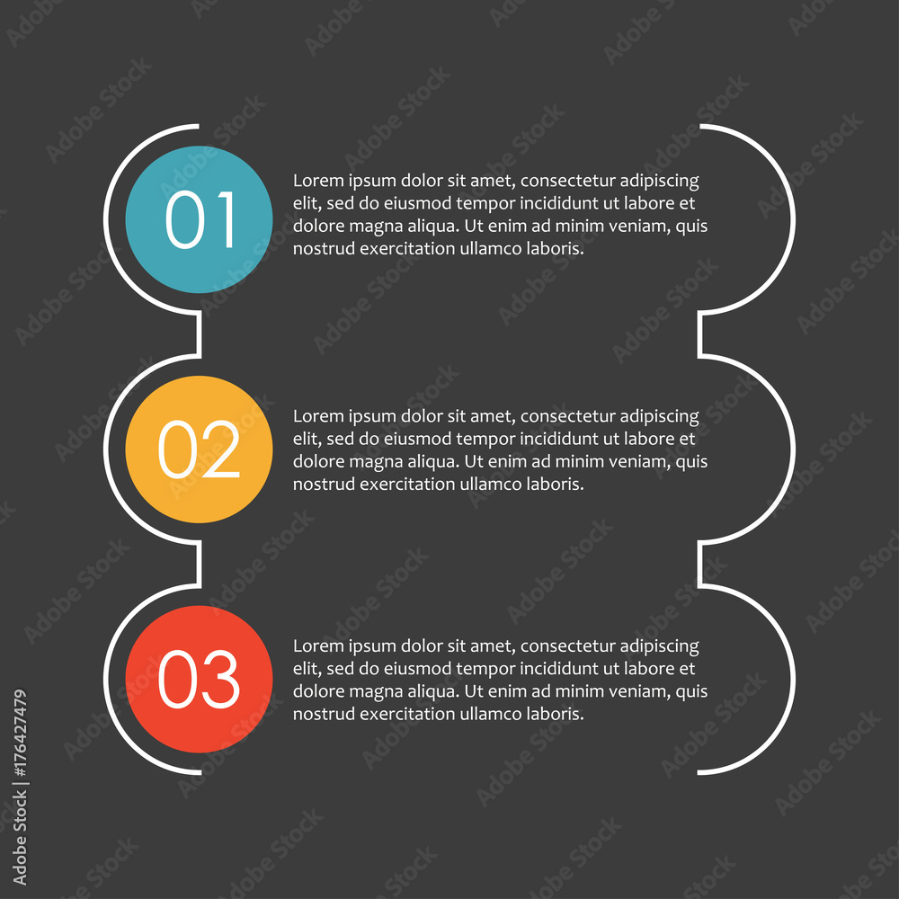 Infographics template with 3 steps, options, stages or levels. Vector ...