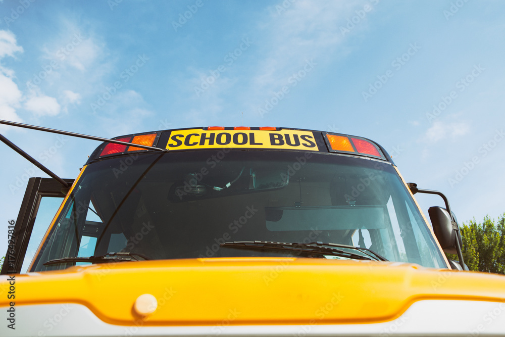 School Bus: Front Hood And Windshield Of Bus Stock Photo | Adobe Stock