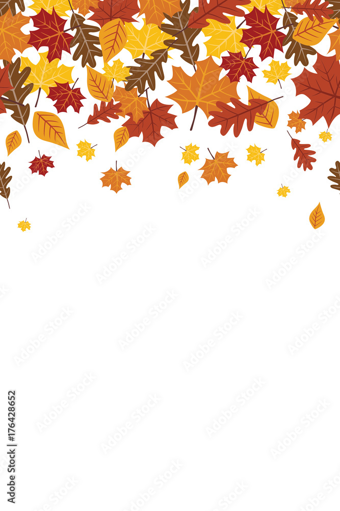 Bright Falling Fall Autumn Leaves Repeating Vertical Border 1 Stock ...