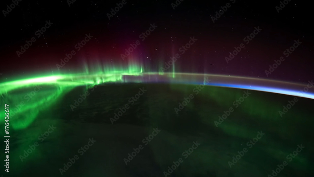 Northern lights view from space. Animation. Northern lights from the ...