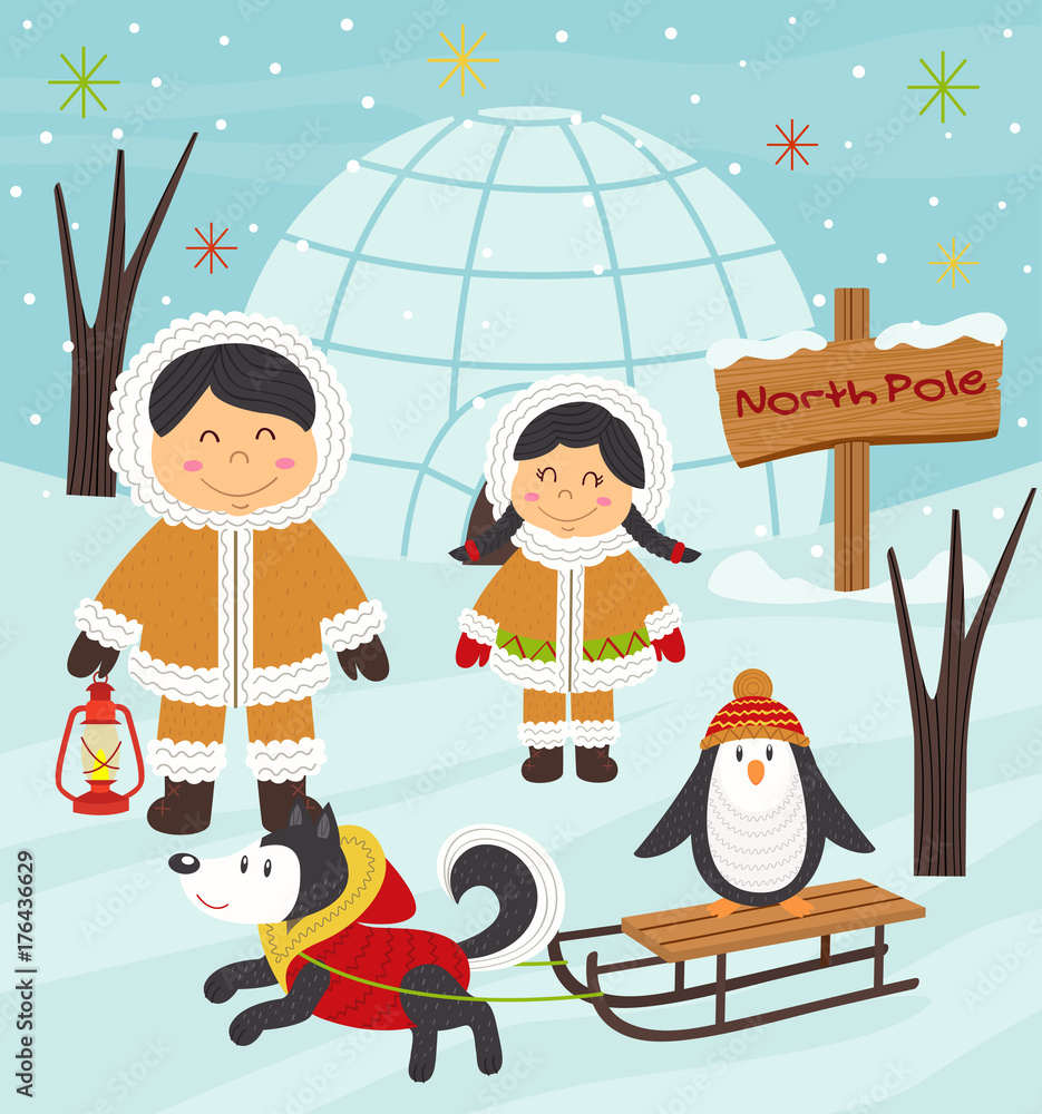 Girl Eskimos Clip Art