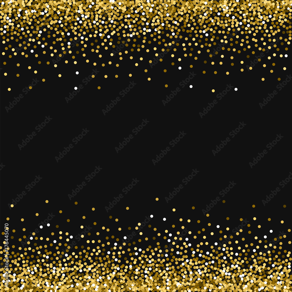Round gold glitter. Borders with round gold glitter on black background ...