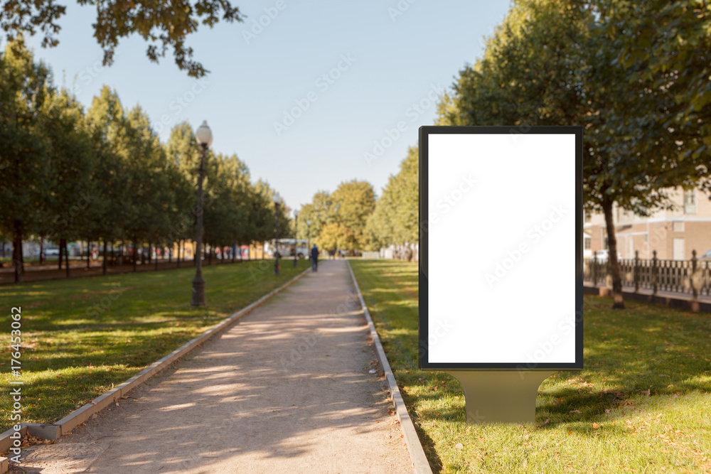 Blank street billboard poster in urban park Stock Illustration | Adobe ...