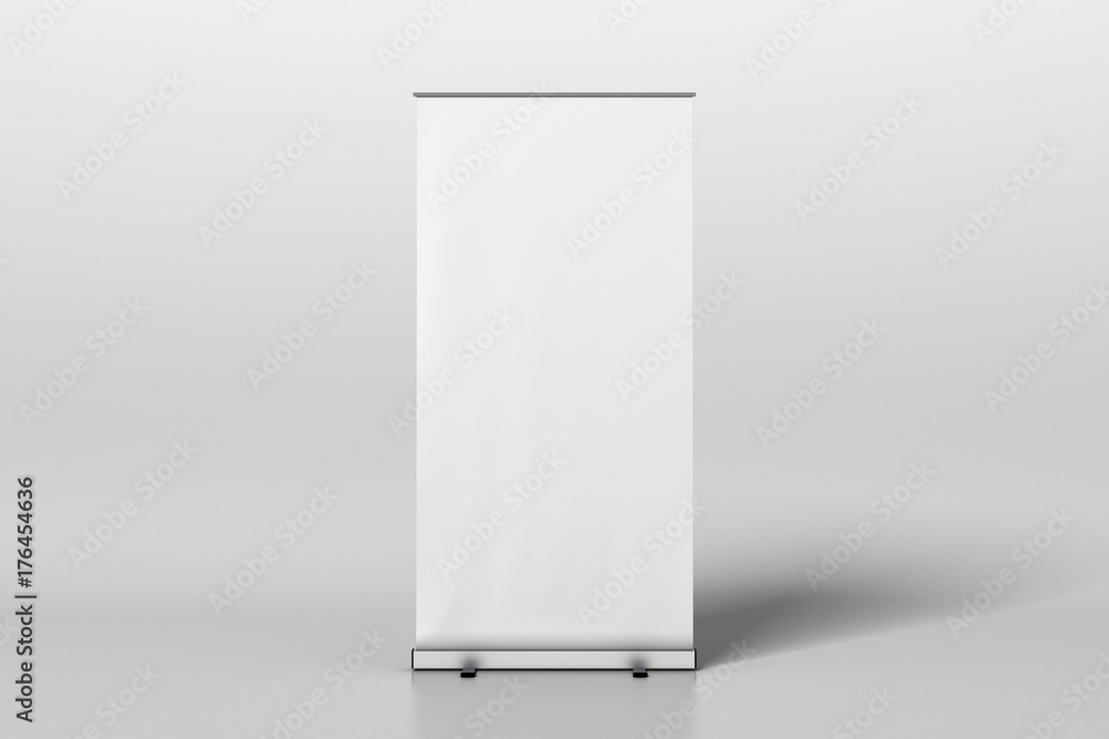 Blank white roll up banner stand Stock Illustration | Adobe Stock