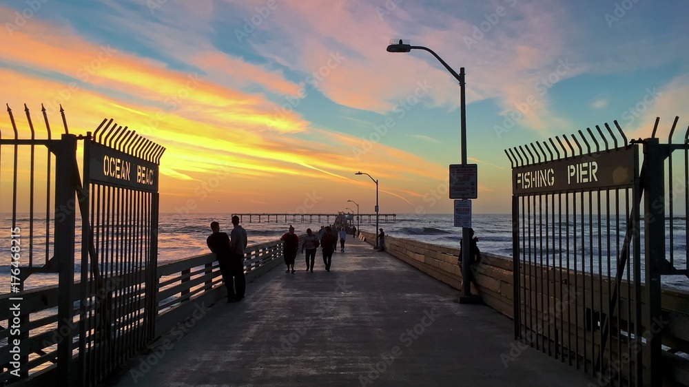Gate entrance to the Ocean Beach Pier, California, USA Stock Photo ...