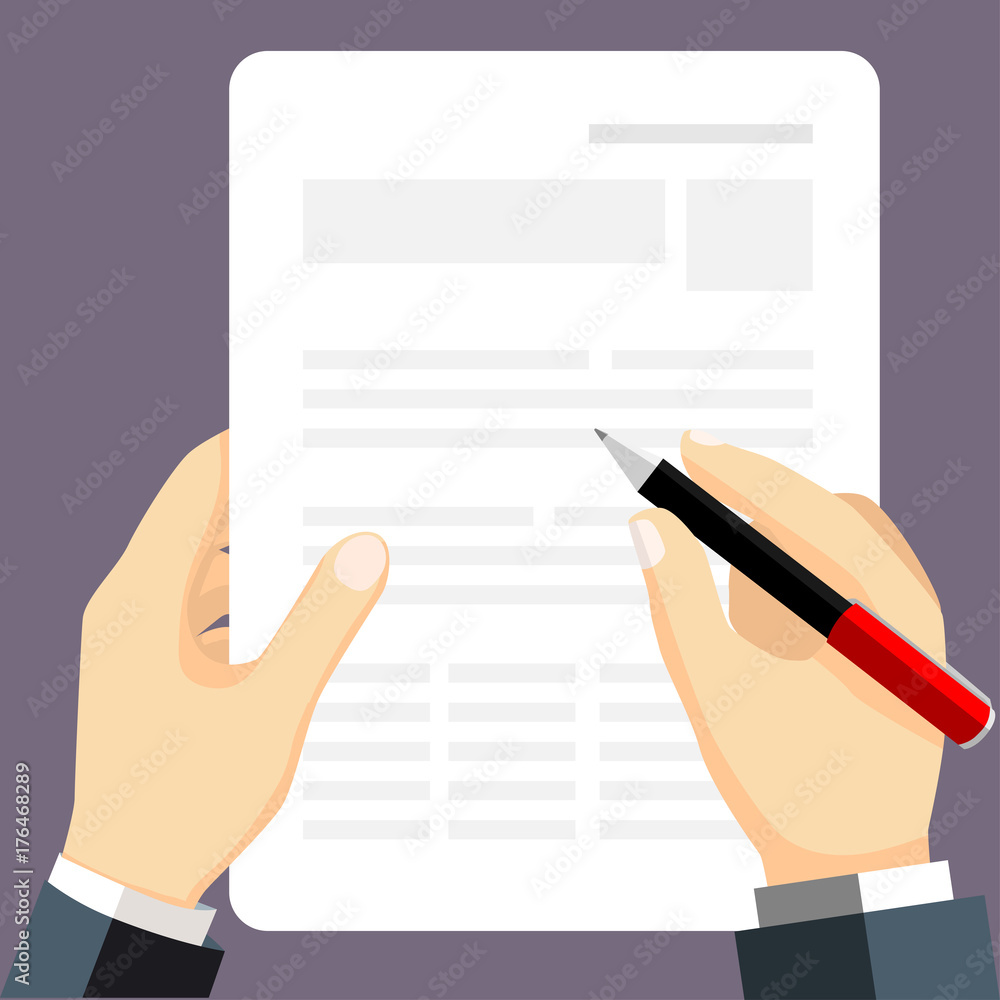 Businessman writing some documets-Vector Flat Design Stock Vector ...