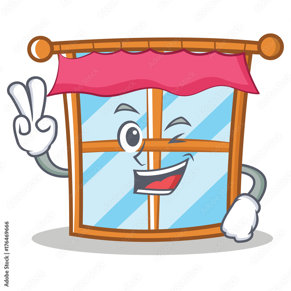 Two finger windows character cartoon style Stock Vector | Adobe Stock