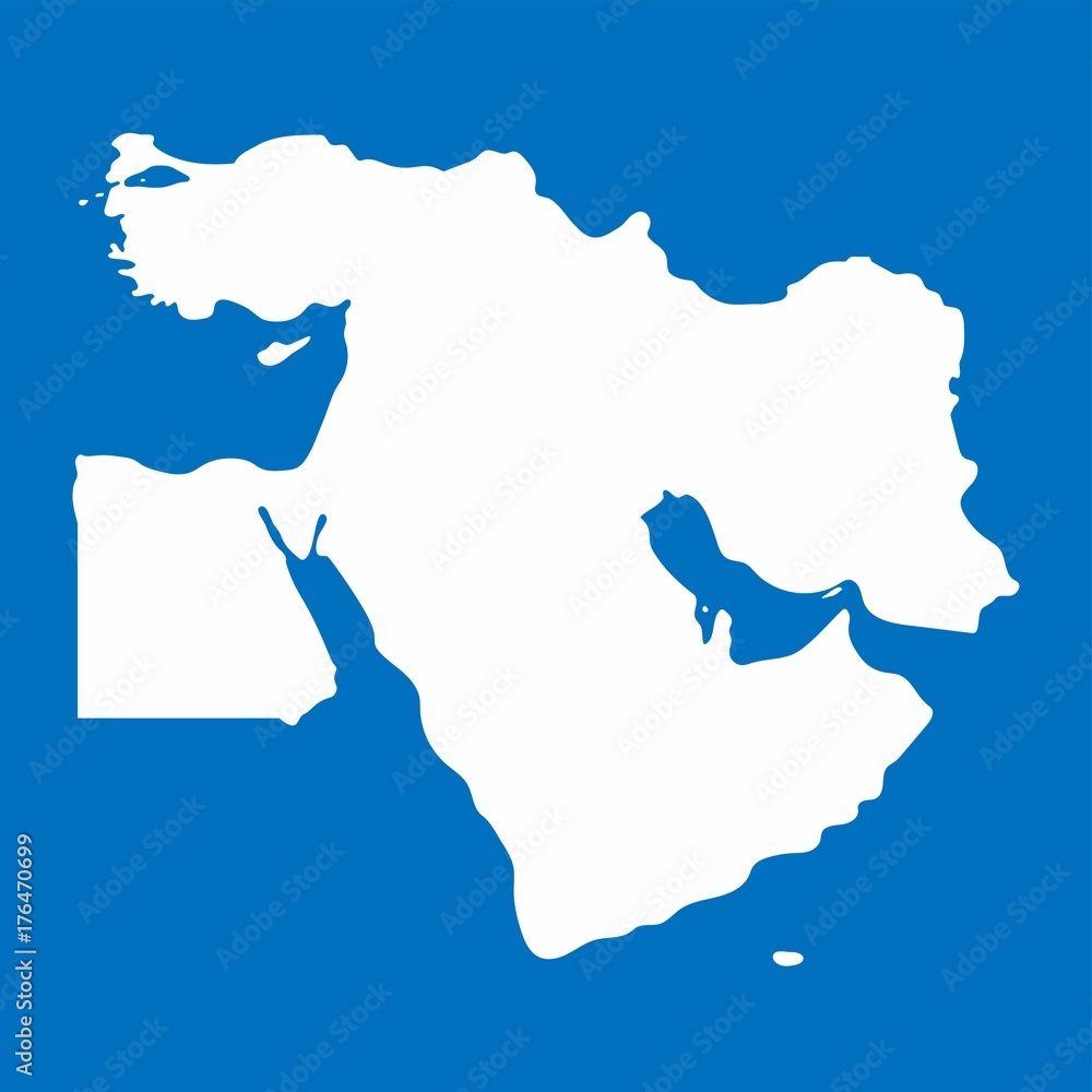 White Middle East map on blue background, Vector Illustration Stock ...