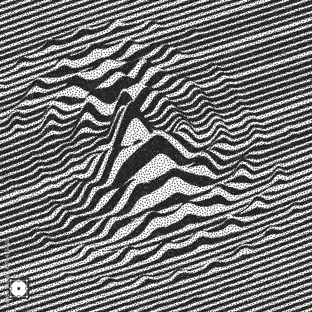 Waveform background. Dynamic visual effect. Surface distortion. Black ...