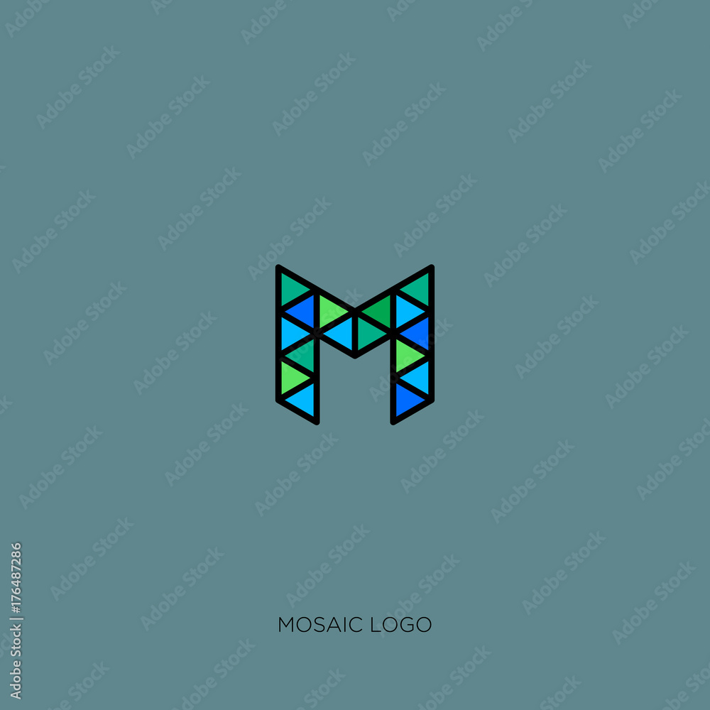 M logo. M Monogram. Stained-glass window emblem. Stock Vector | Adobe Stock