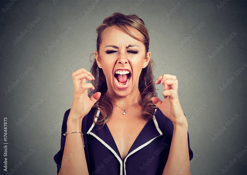 Angry frustrated woman screaming Stock Photo | Adobe Stock