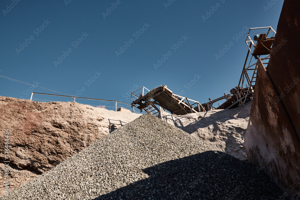 Crushing, grinding, sorting and transportation lines on slag dump Stock ...