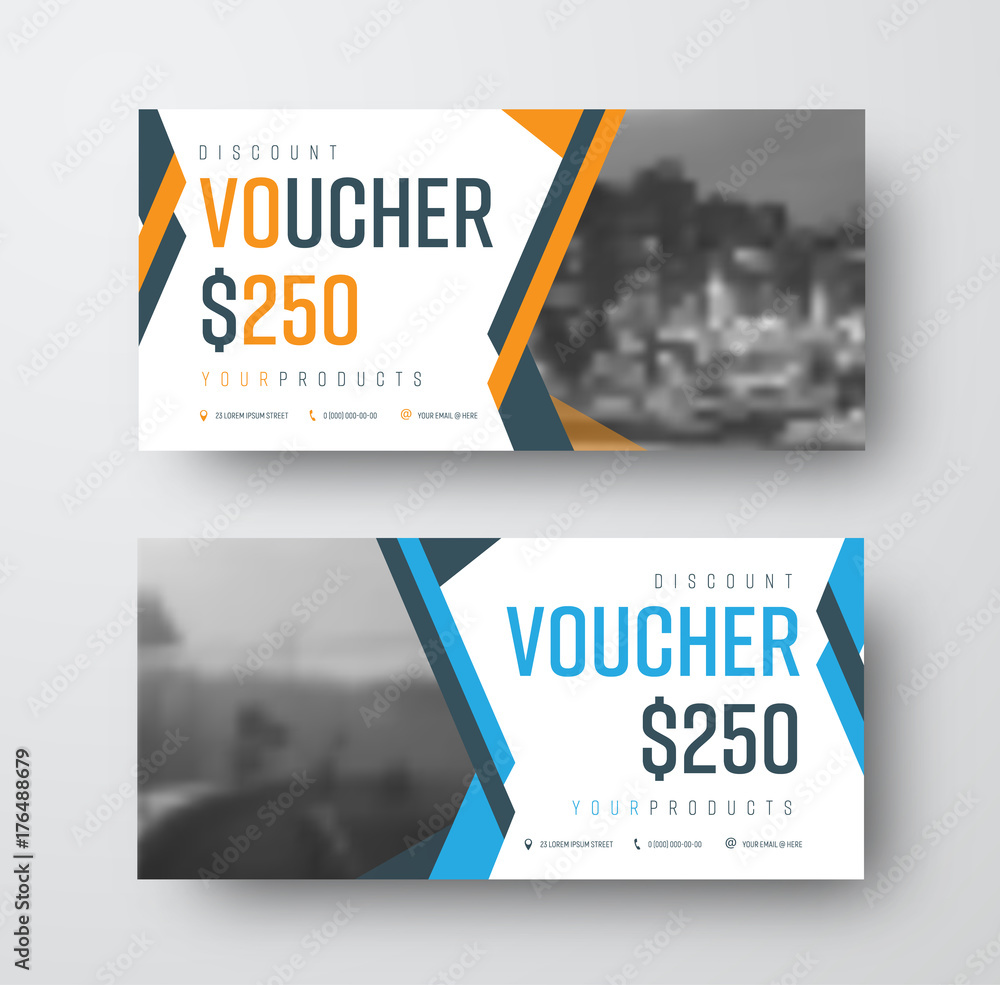 Vector gift voucher template with abstract colored lines and place for ...