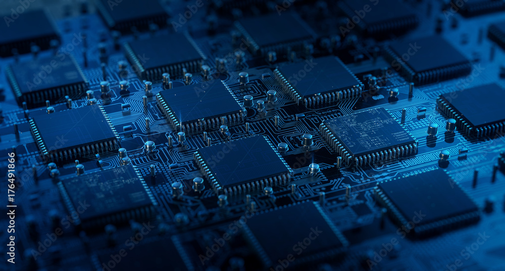 Circuit board. Electronic computer hardware technology. Motherboard ...