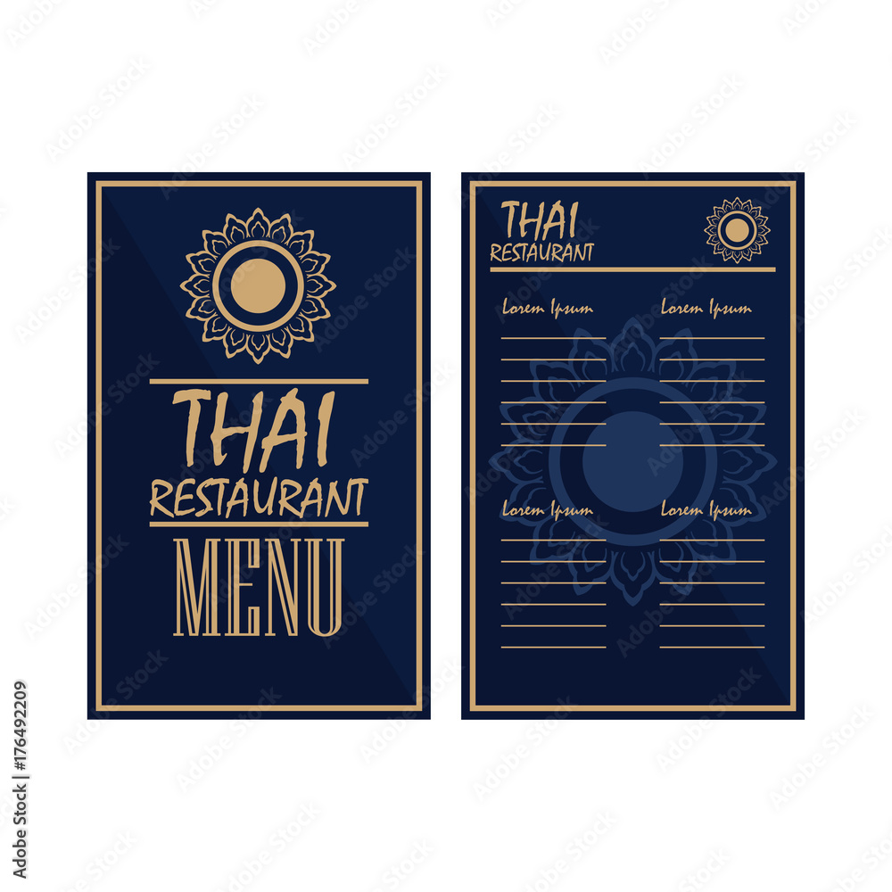 thai folding menu brochures and flyer for restaurant or cafe. vector ...