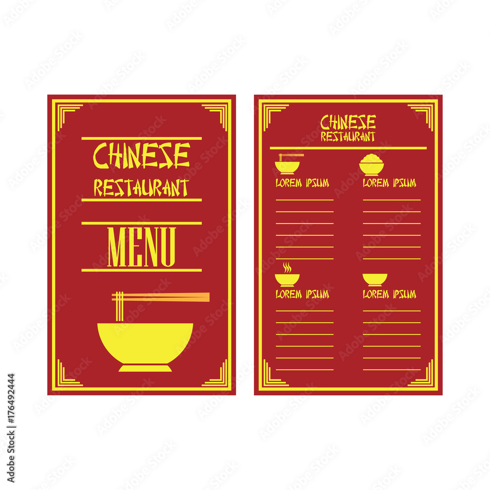 chinese folding menu brochures and flyer for restaurant or cafe. vector ...