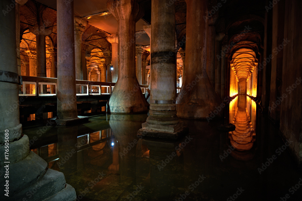 Underground Basilica Cistern, water storage, Istanbul Turkey. Stock ...