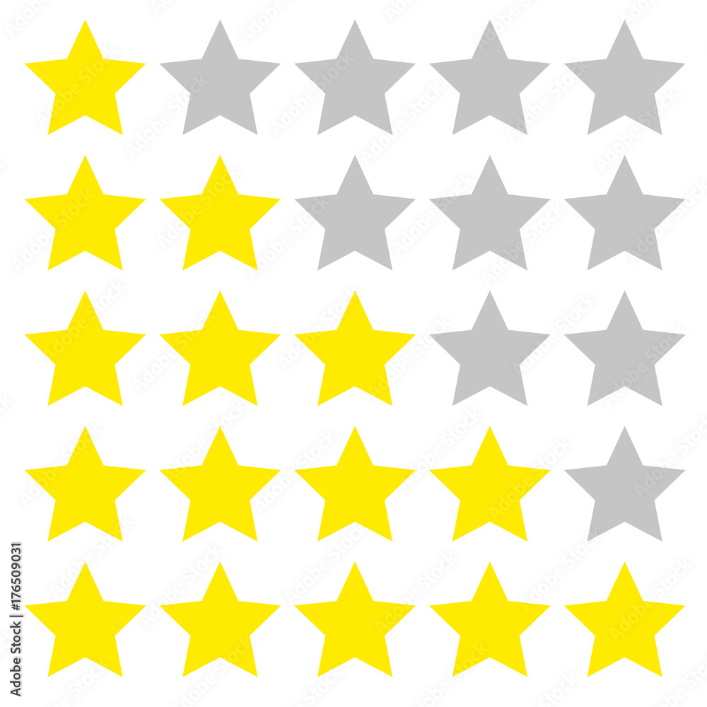 Five star rating. Different ranks Stock Vector | Adobe Stock