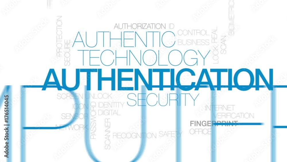 Authentication animated word cloud, text design animation. Kinetic ...