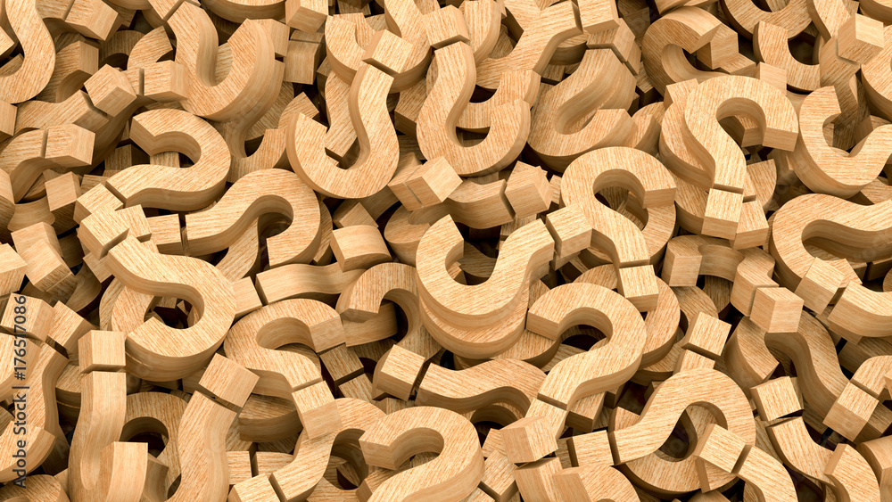 Question marks background with wood texture. 3D Rendering. Stock ...