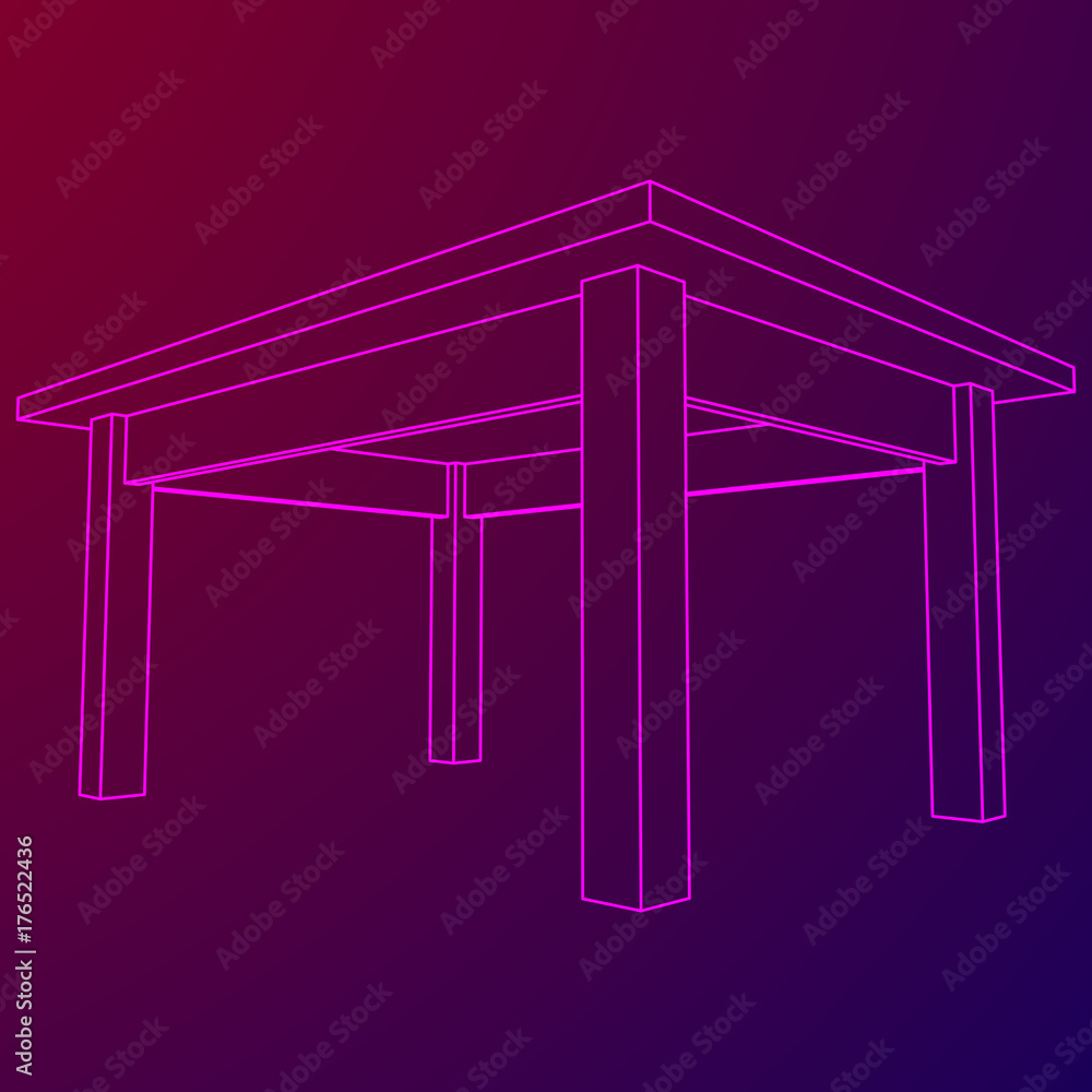 Table furniture wireframe blueprint. Linear outline pedestal vector ...