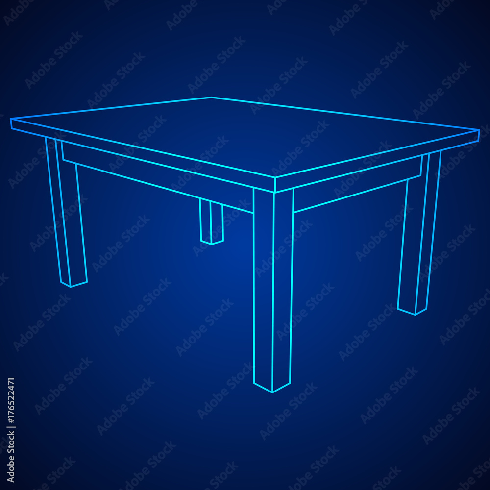 Table furniture wireframe blueprint. Linear outline pedestal vector ...