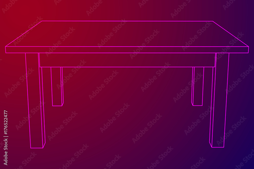 Table furniture wireframe blueprint. Linear outline pedestal vector ...