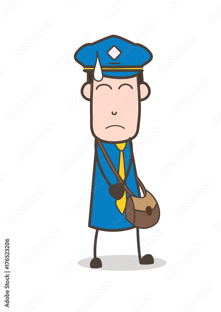 Cartoon Mailman Face with Cold Sweat Vector Stock Vector | Adobe Stock