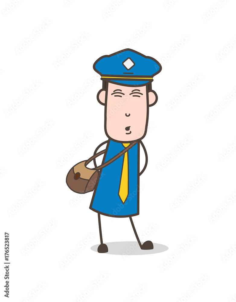 Cartoon Mailman Funny Pose and Expression Vector Stock Vector | Adobe Stock