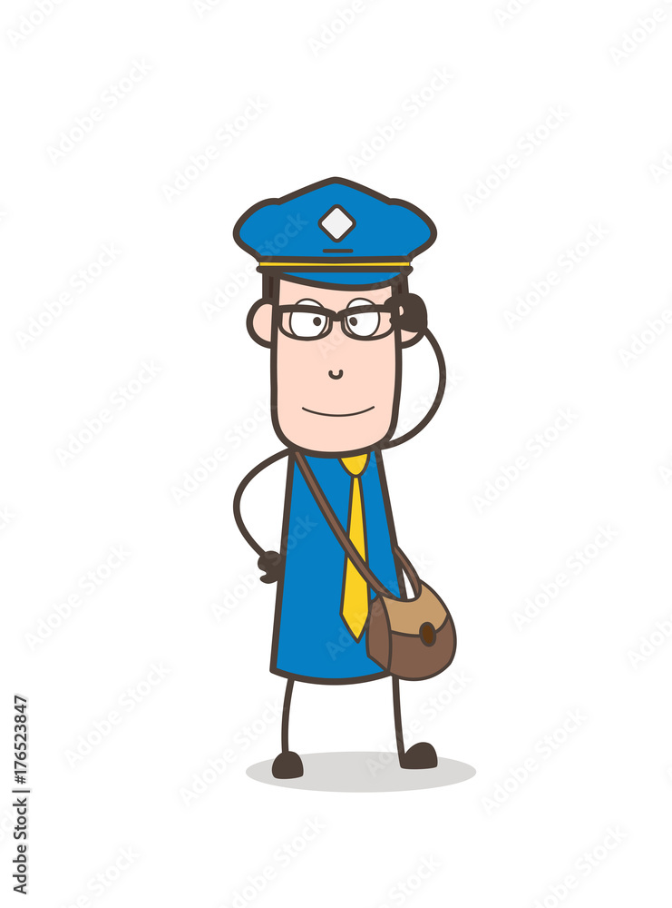 Cartoon Mail-Man with Specs on Face Vector Stock Vector | Adobe Stock