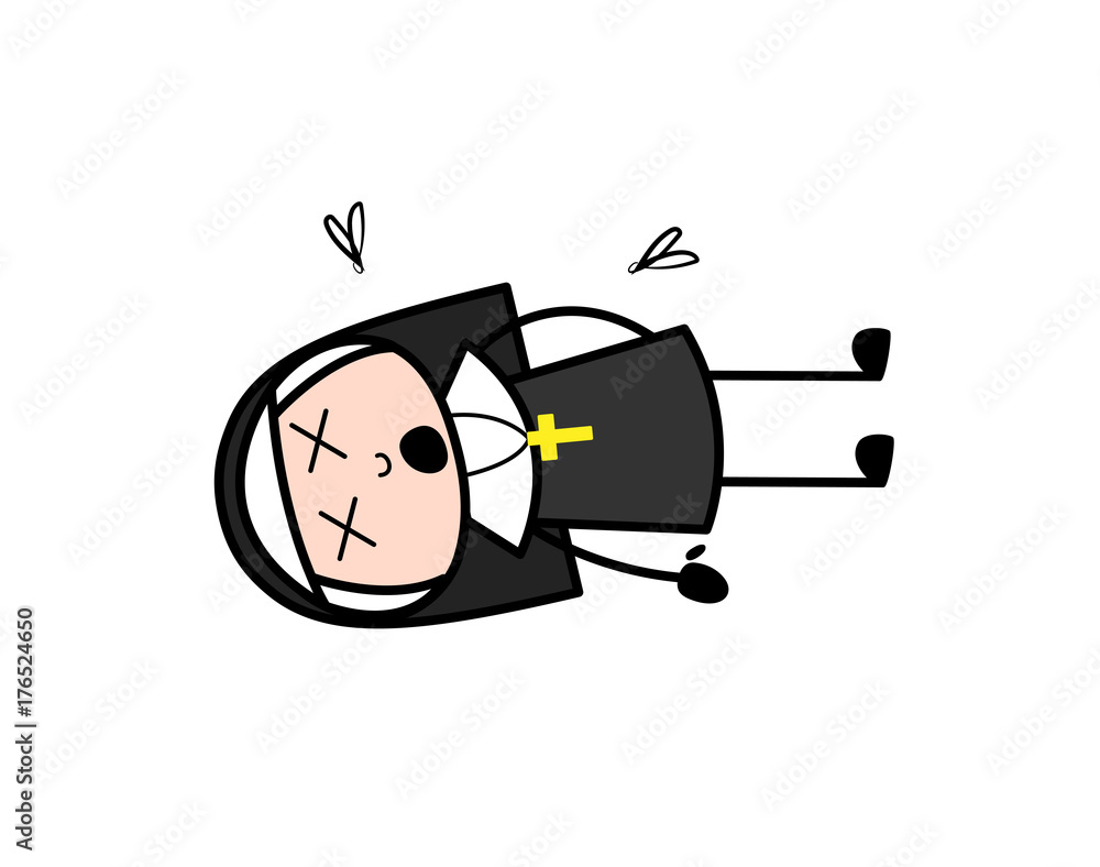 Dead Cartoon Nun Character Body Vector Stock Vector | Adobe Stock