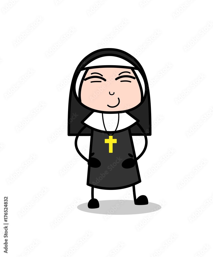 Cartoon Nun Smiling Face Vector Illustration Stock Vector | Adobe Stock