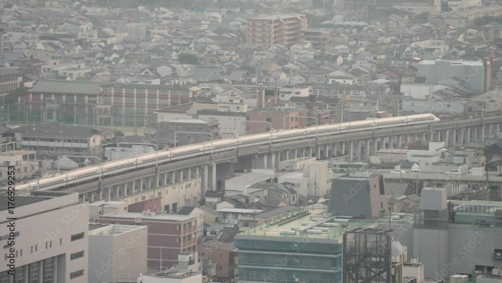 TOKYO, JAPAN - MAY 2016: Aerial view of Shinkansen trains in Tokyo ...