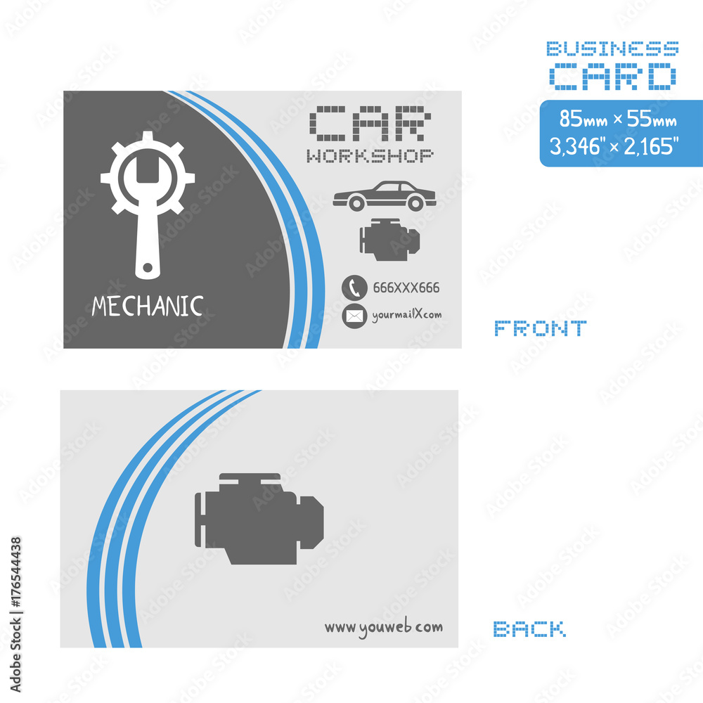 workshop car business card Stock Vector | Adobe Stock