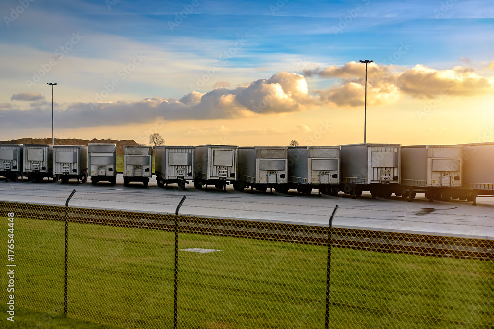 Freight containers in the parking lot Stock Photo | Adobe Stock
