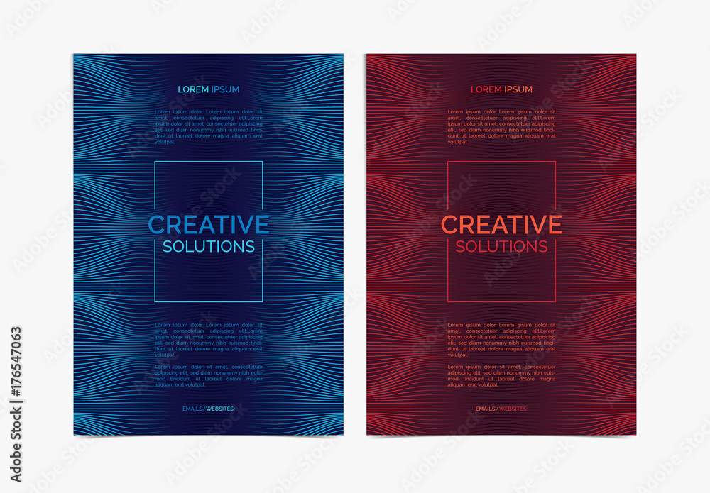 Set of 3 Business Flyer Layouts with Billowy Line Patterns Stock ...