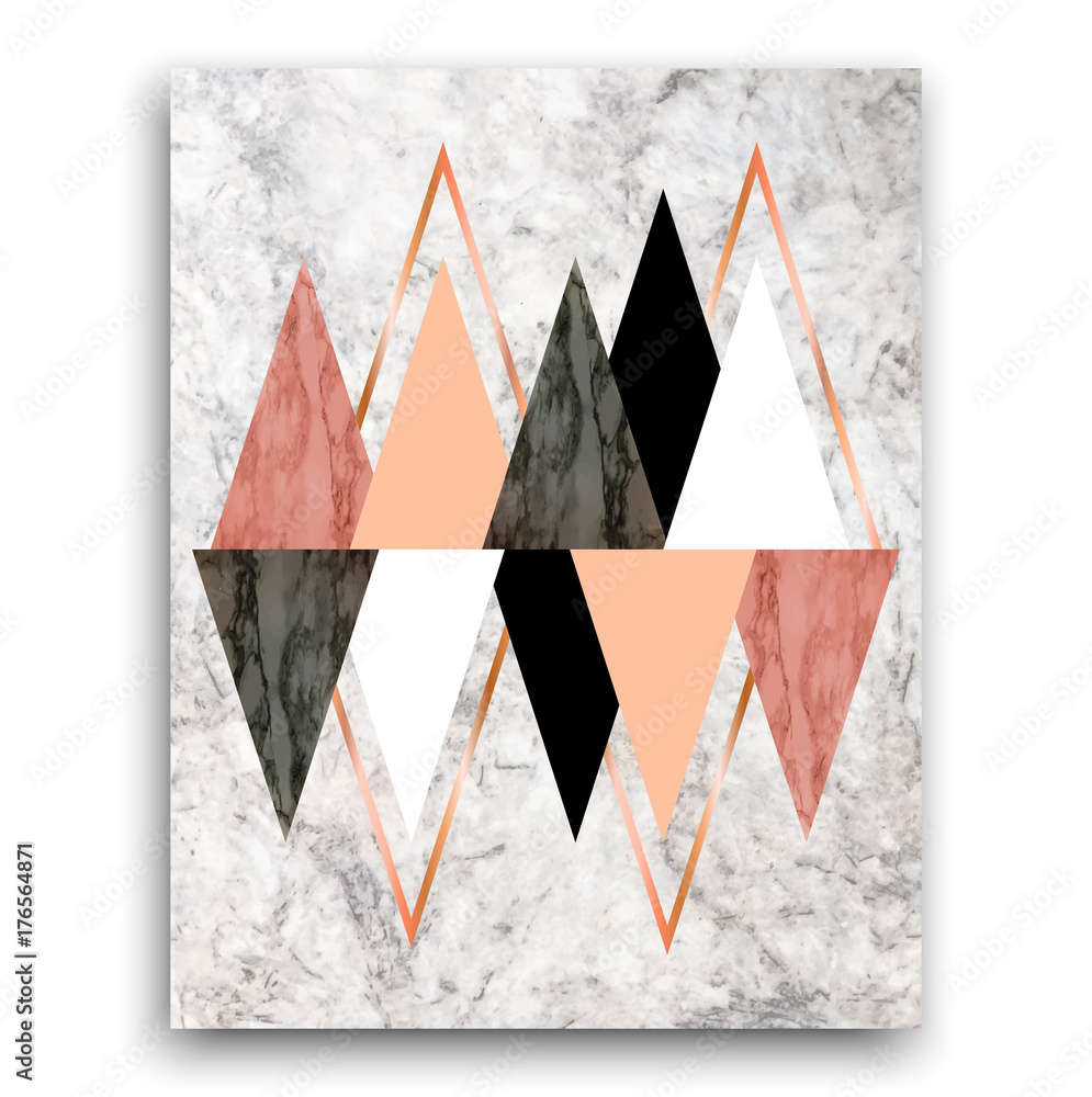 Marble background with triangles. Geometric print for your card ...