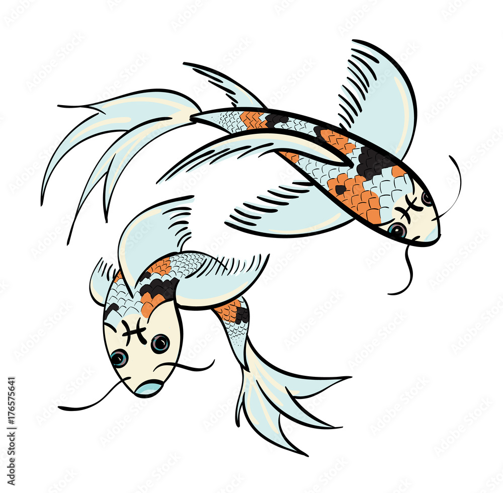 Pisces - two koi fish with the symbol for Pisces on their foreheads ...