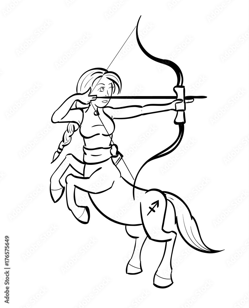 Sagittarius - Centaur aiming a bow and arrow with the symbol for ...