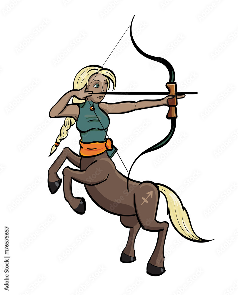Sagittarius - Centaur aiming a bow and arrow with the symbol for ...