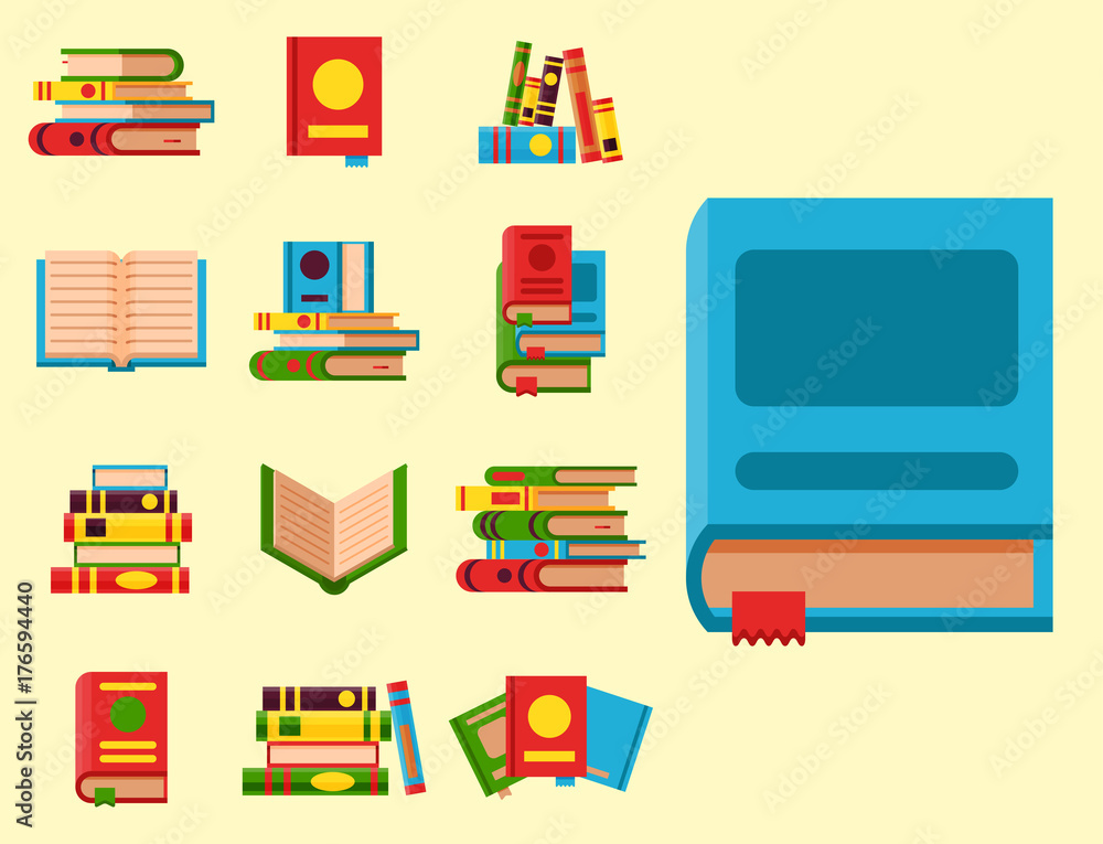 Colorful book vector illustration learn literature study opened and ...